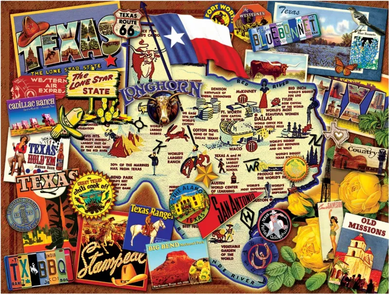 Puzzle Kate Ward Thacker - Texas: The Lone Star State - 500 pièces ...
