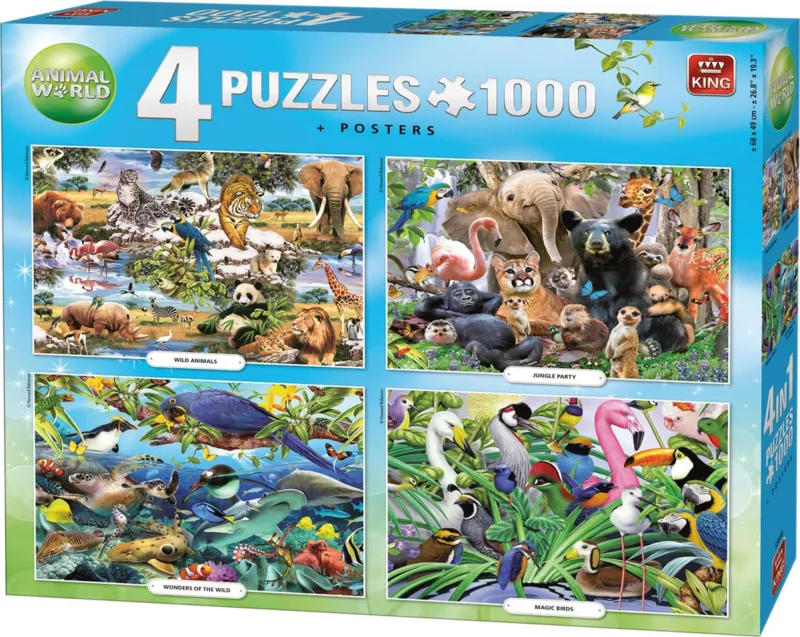 King International - 4 Puzzles - Animal World - 1000 pieces - King ...
