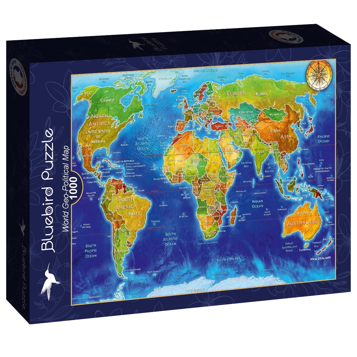 Bluebird Puzzle - Jigsaw puzzle World Geo-Political Map - 1000 pieces ...