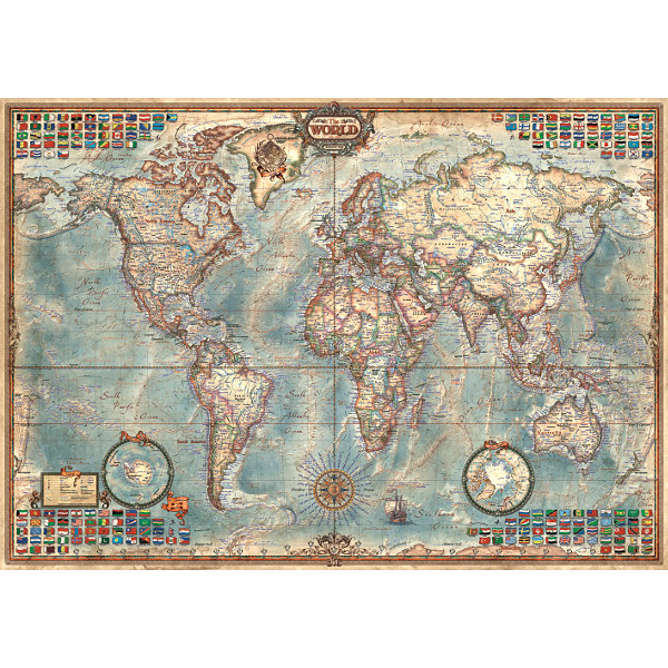 Puzzle The World, Political Map - 1500 pièces - Educa-16005